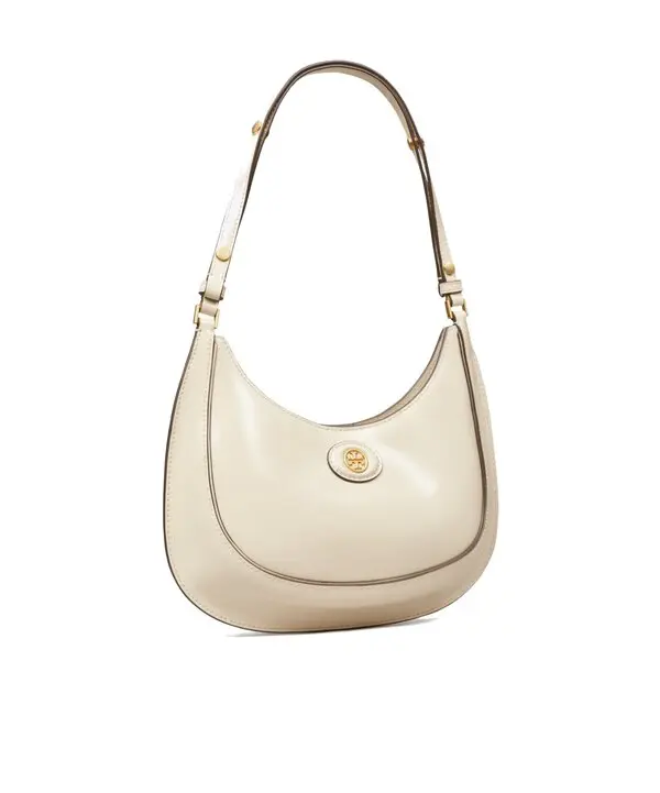 Tory Burch Logo Plaque Shoulder Bag - Nude