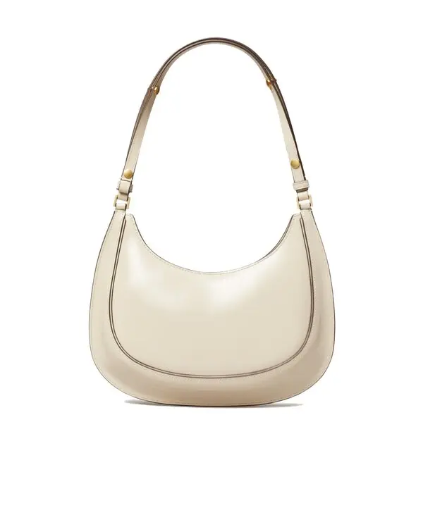 Tory Burch Logo Plaque Shoulder Bag - Nude
