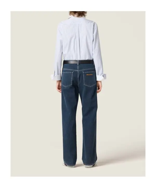 Miu Miu Flocked Denim Jeans - Blue