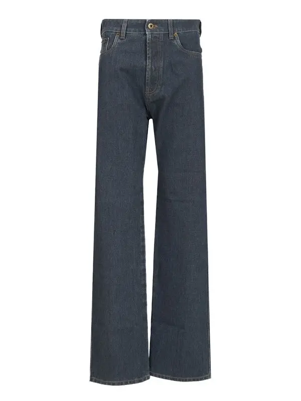 Miu Miu Flocked Denim Jeans - Blue