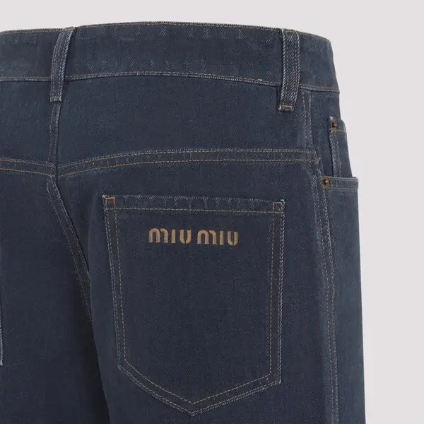Miu Miu Flocked Denim Jeans - Blue