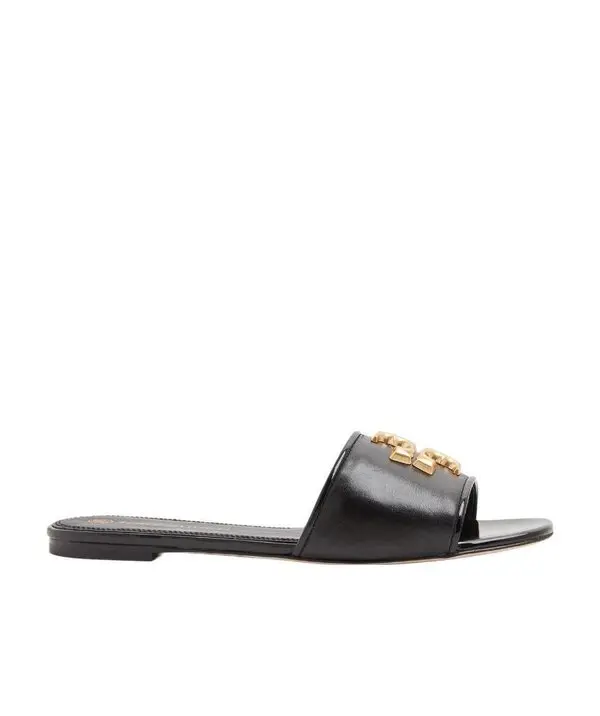 Tory Burch Eleanor Double T Logo Plaque Sandals - Black