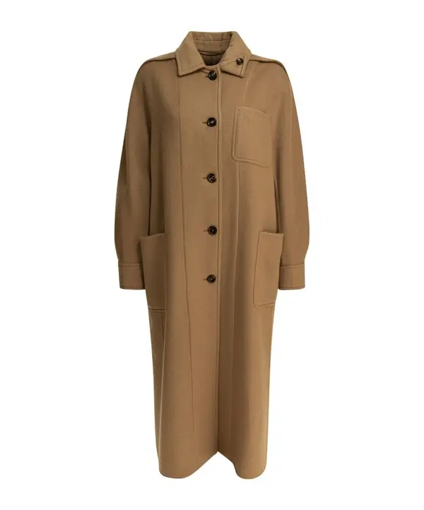 Max Mara Single-breasted Coat With Pocket Detail - Brown Copper