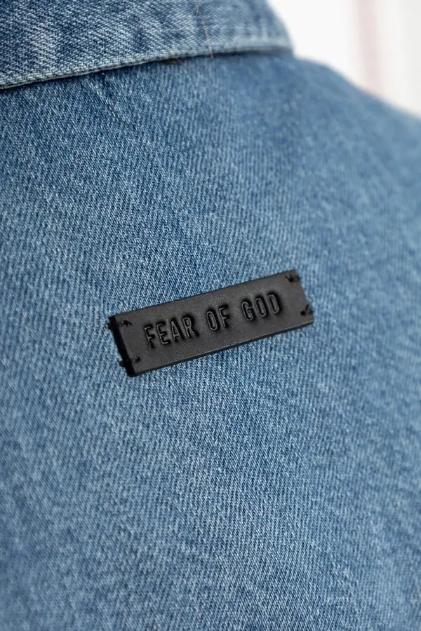 Fear Of God Logo Patch Long Sleeved Denim Shirt