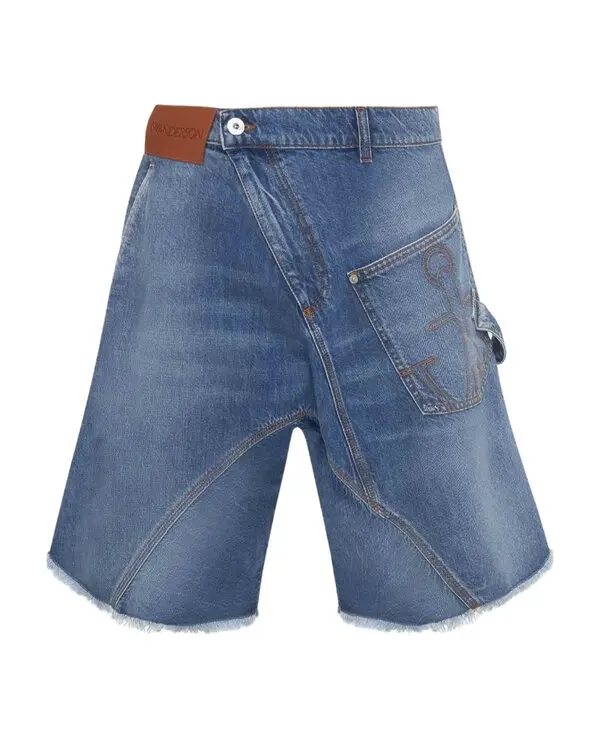 J.W.ANDERSON Twisted Wide-leg Denim Shorts