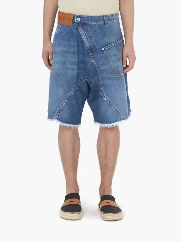 J.W.ANDERSON Twisted Wide-leg Denim Shorts