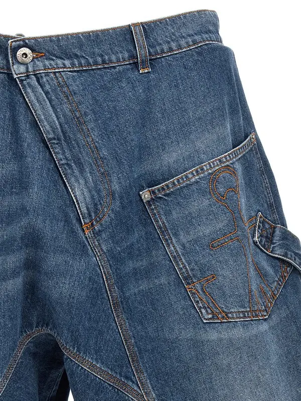 J.W.ANDERSON Twisted Wide-leg Denim Shorts