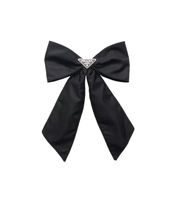 Prada Logo Bow Hair Clip - Black