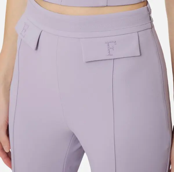 Elisabetta Franchi Logo Embroidered Stretch Crêpe Trousers