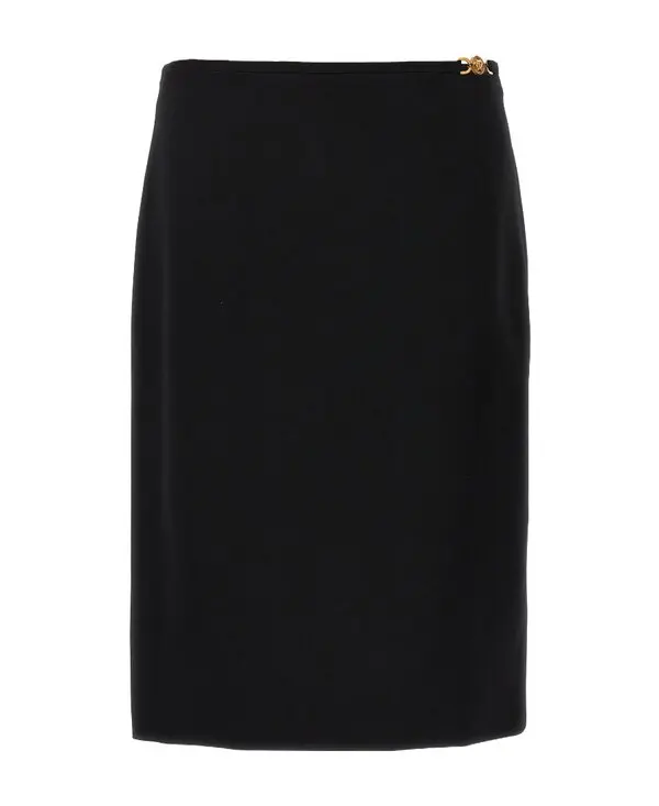 Versace Medusa Straight Hem Midi Skirt - Black