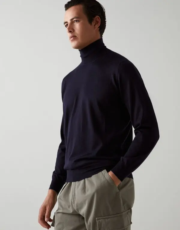 Brunello Cucinelli Cashmere Silk Turtleneck Jumper - Black