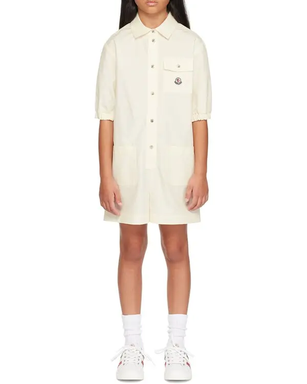 Moncler Short Sleeve Belted Jumpsuit With Logo Patch