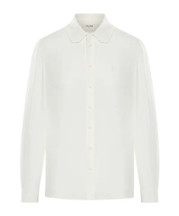 Celine Mia Shirt In Silk Crêpe And Acetate - Ivory