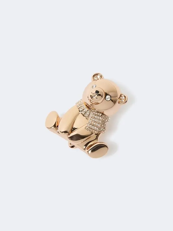 Max Mara Teddy Crystal-embellished Brooch - Gold