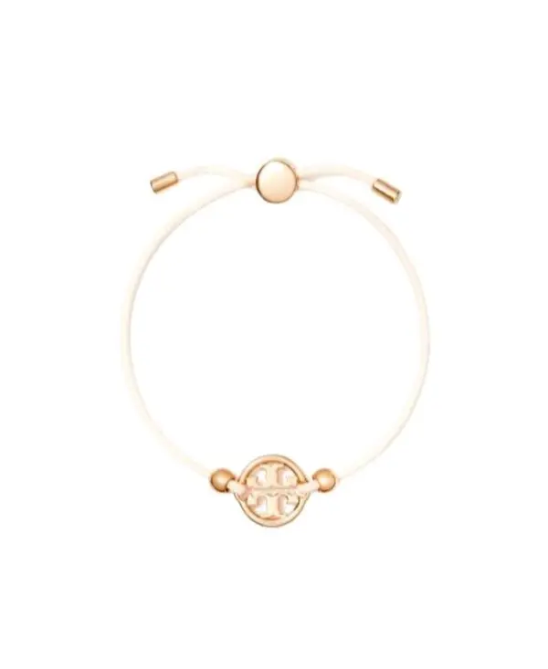 Tory Burch Miller Logo Plaque Adjustable Bracelet - White