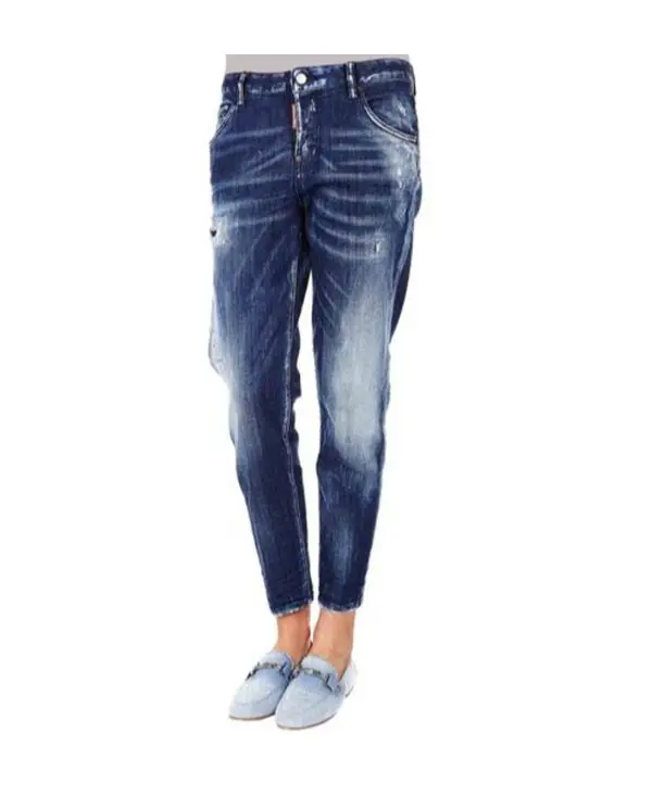 Dsquared2 Distressed Logo Detail Jeans - Blue