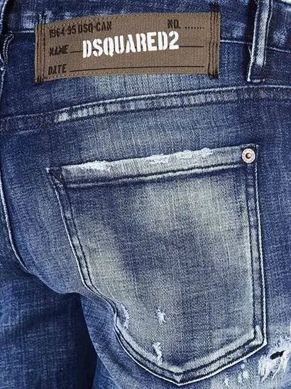 Dsquared2 Distressed Logo Detail Jeans - Blue