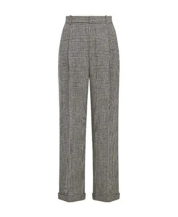 Dior Wide-leg Plaid Tailored Trousers
