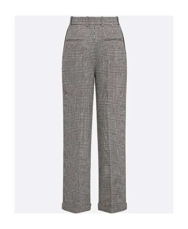 Dior Wide-leg Plaid Tailored Trousers