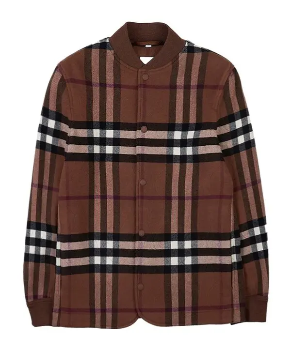 Burberry Check-pattern Wool Bomber Jacket - Black