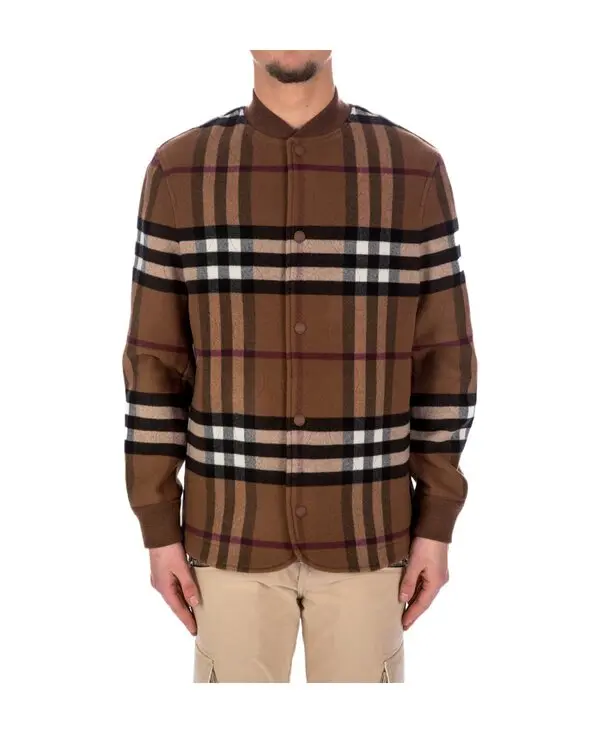 Burberry Check-pattern Wool Bomber Jacket - Black