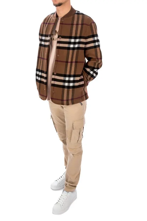 Burberry Check-pattern Wool Bomber Jacket - Black