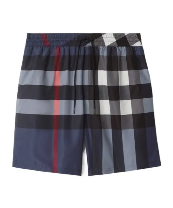 Burberry Checked Swim Shorts - Carbon Blue