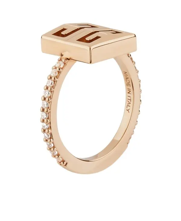 Givenchy 4g Ring In Rose Gold With Crystals - Yellow