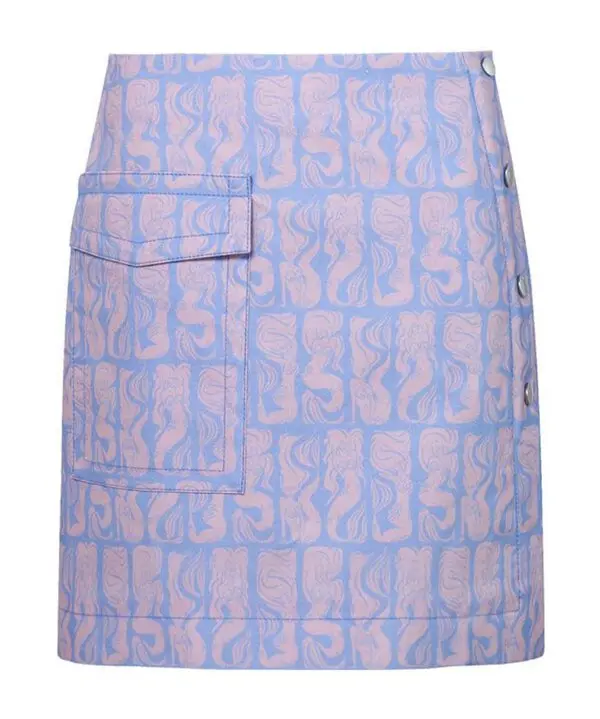 Kenzo Floral Embroidery A-line Skirt - Blue