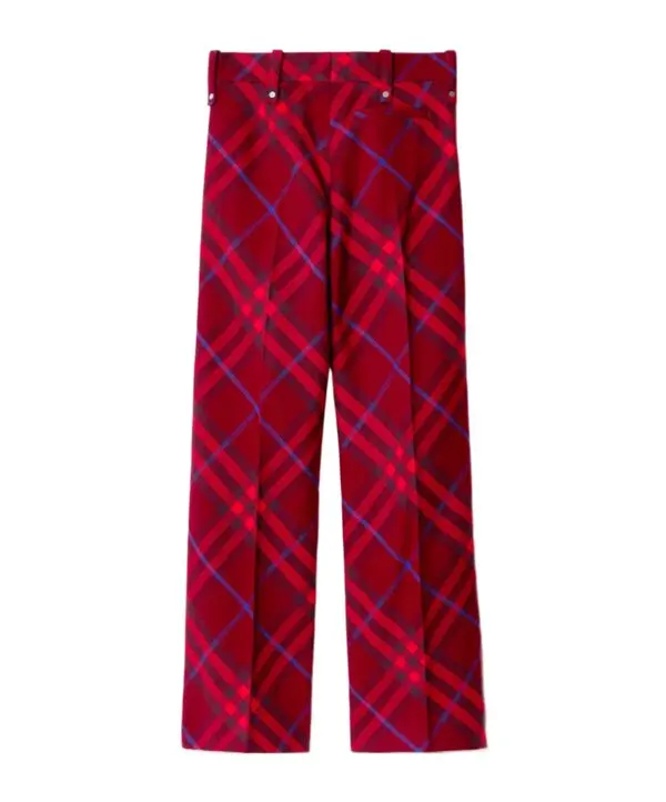 Burberry Checked Pleated Wool Trousers
