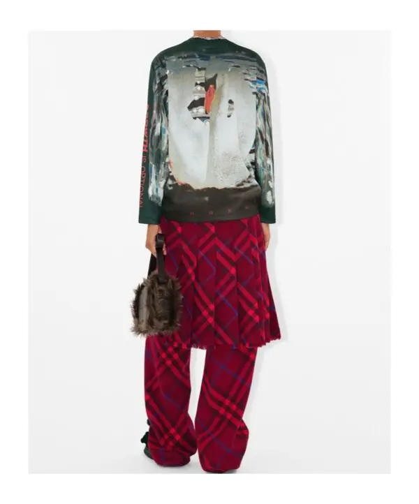 Burberry Checked Pleated Wool Trousers