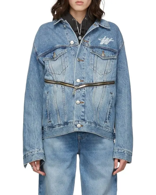 We11Done Logo-embellished Zip-detail Denim Jacket