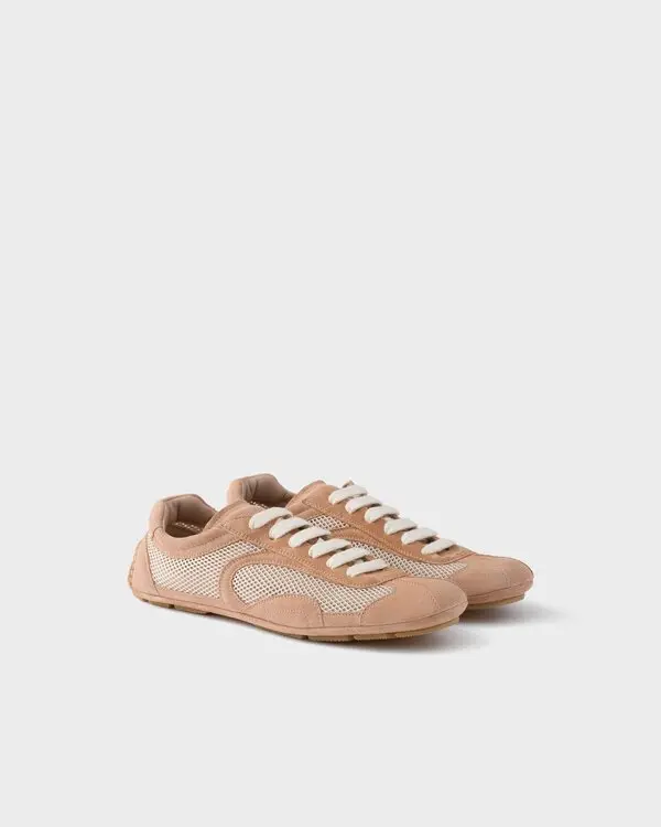 Prada Mesh-panelled Lace-up Sneakers
