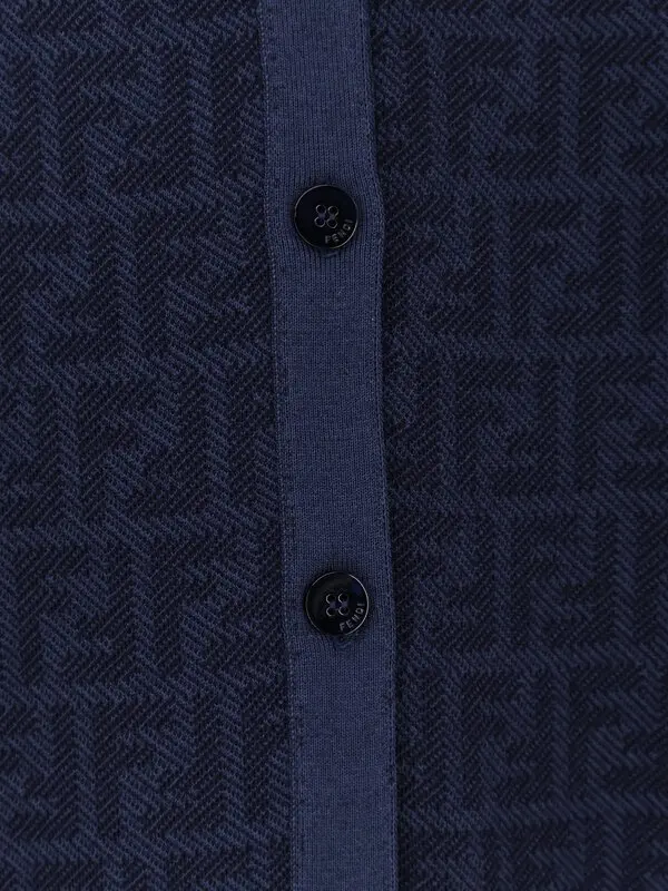 Fendi Ff Jacquard Crewneck Buttoned Cardigan - Blue