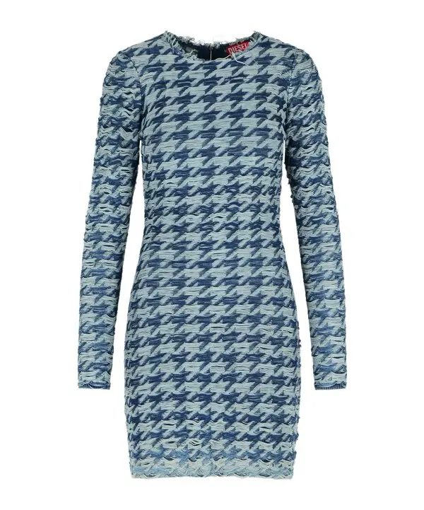DIESEL® Houndstooth Long Sleeve Dress