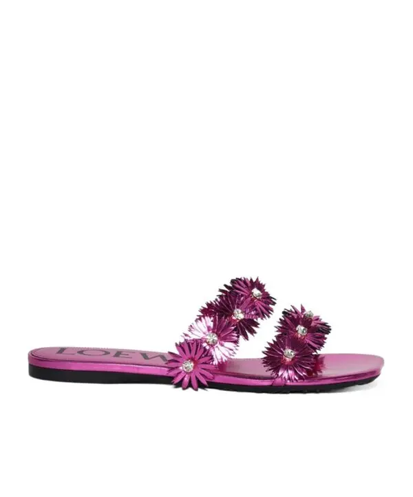 Loewe Embellished Floral Petal Slippers - Fuchsia