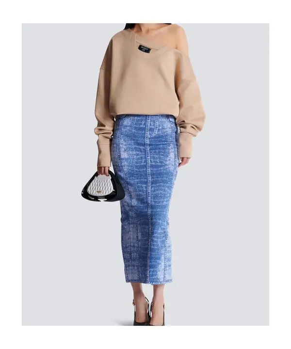 Balmain Asymmetrical Off-the-shoulder Jersey Sweatshirt