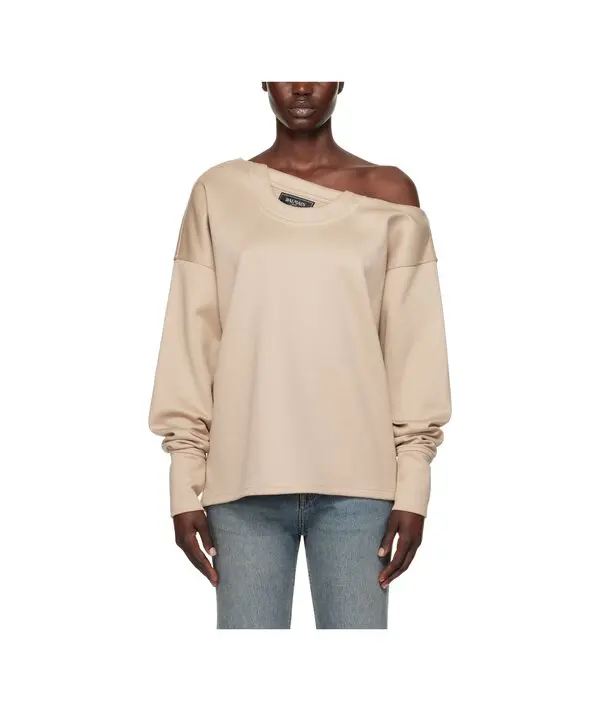 Balmain Asymmetrical Off-the-shoulder Jersey Sweatshirt