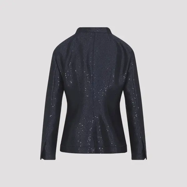 Giorgio Armani Sequin-embellished Long-sleeve Jacket - Black