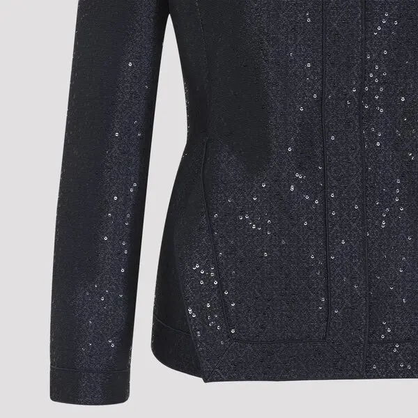Giorgio Armani Sequin-embellished Long-sleeve Jacket - Black