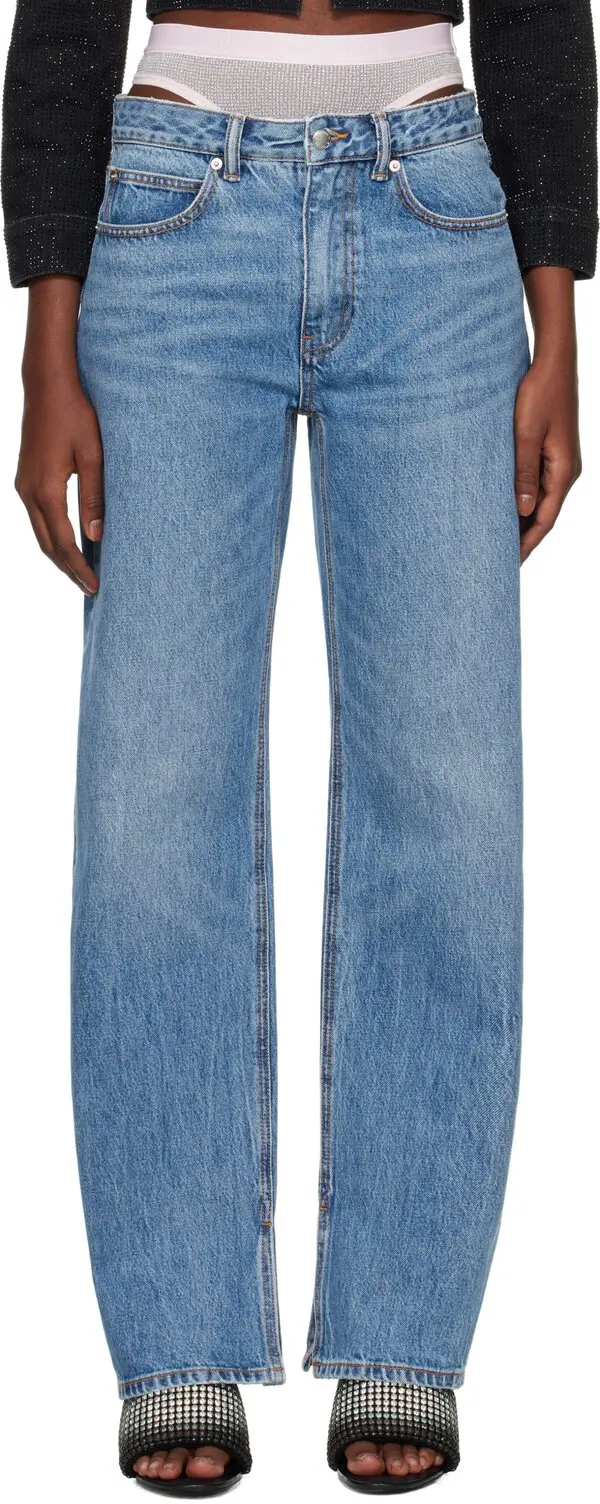 Alexander Wang Layered Underwear Straight-leg Jeans - Indigo
