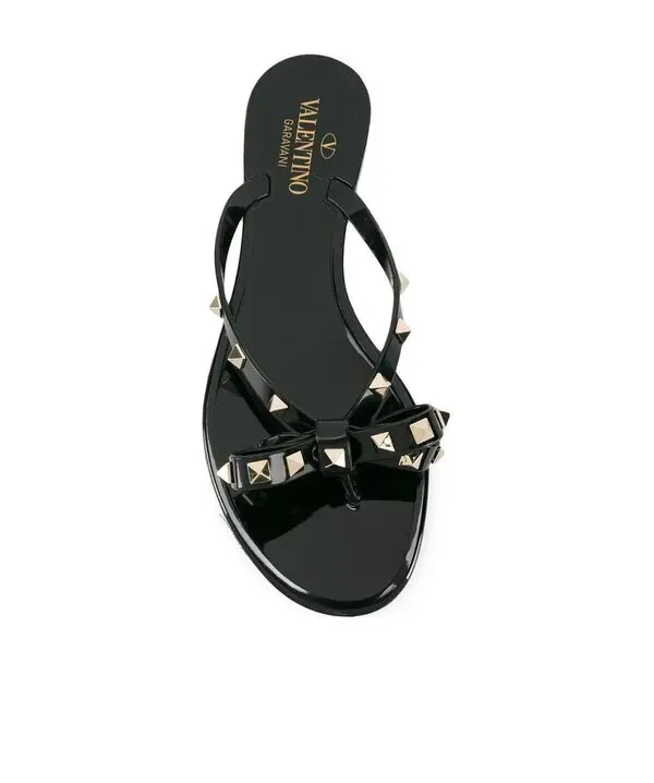 Valentino Garavani Rockstud Bow Detail Sandals - Black