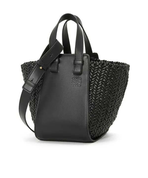 Loewe Compact Hammock Bag In Calfskin With Woven Detail