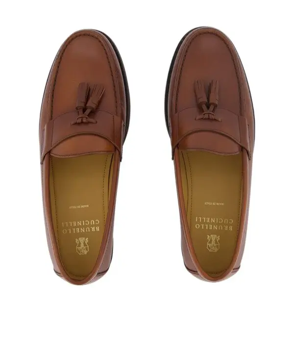 Brunello Cucinelli Leather Tassel Detail Loafers