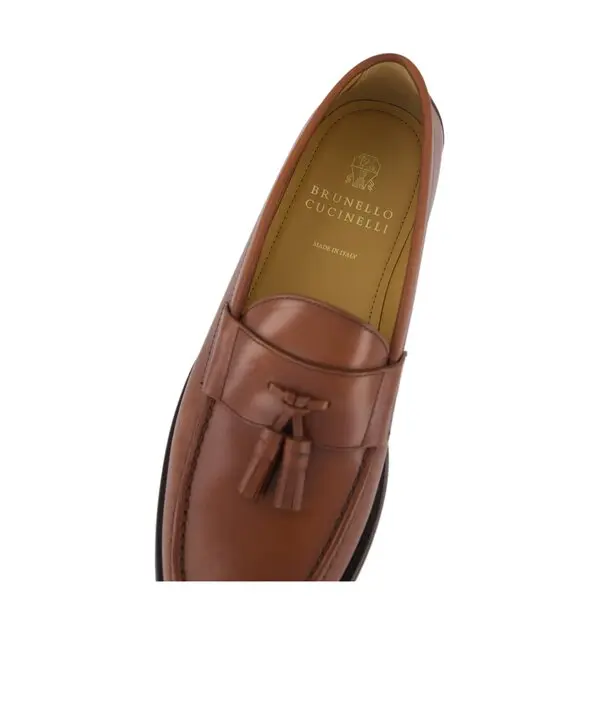 Brunello Cucinelli Leather Tassel Detail Loafers