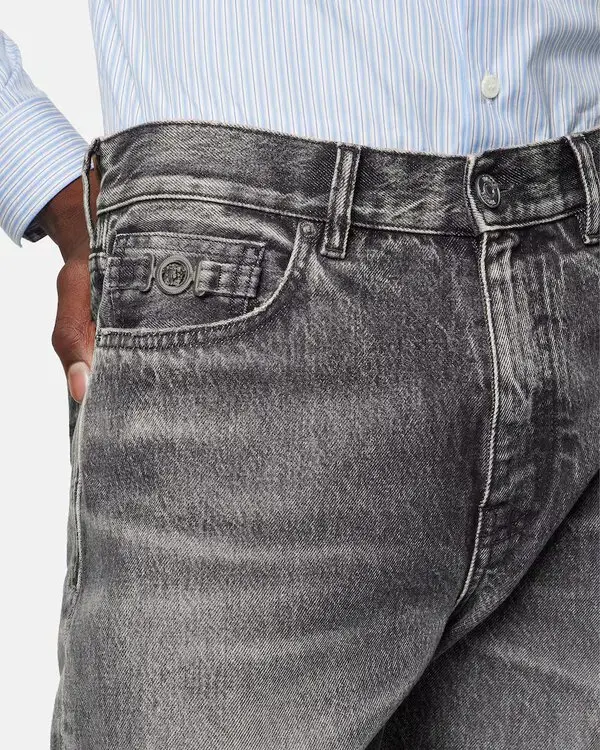 Versace Logo Patch Loose Jeans - Grey