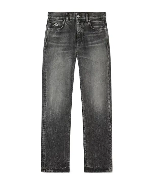 Versace Logo Patch Loose Jeans - Grey