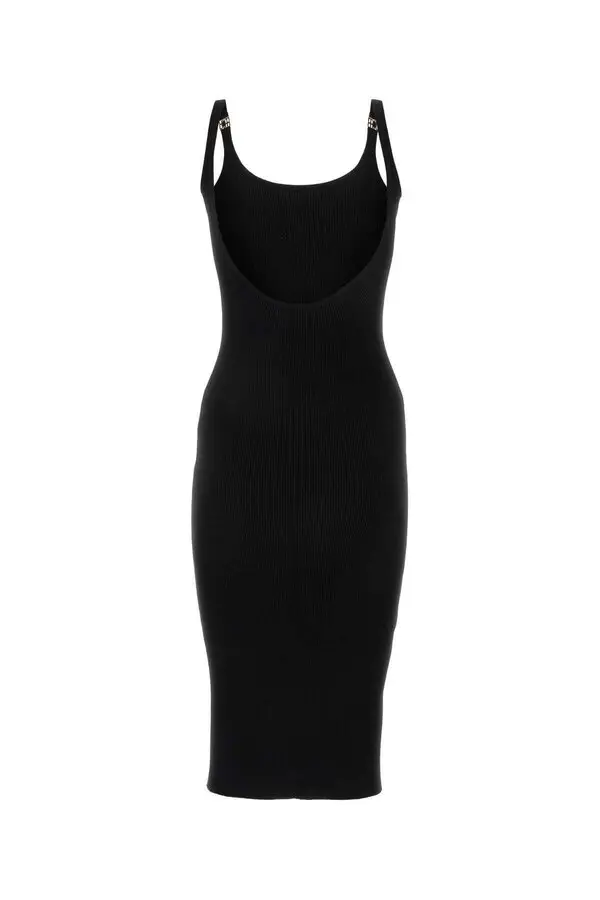 Miu Miu Sleeveless Ribbed-knit Midi Dress With Logo Detail
