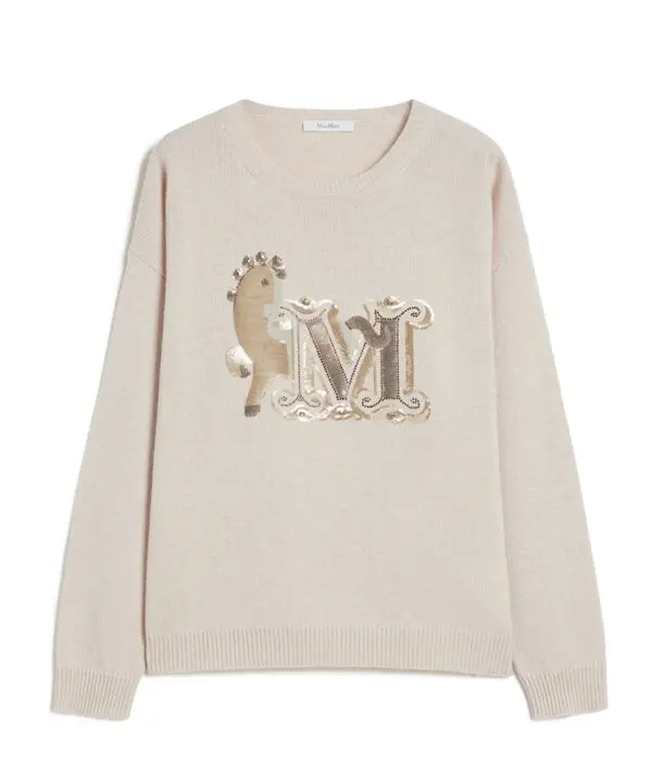 Max Mara Oversized Jumper With Sequined Monogram - No