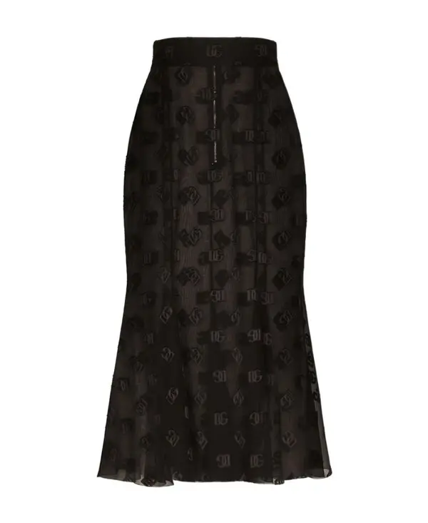 Dolce & Gabbana All-over Dg Logo Godet Skirt - Black